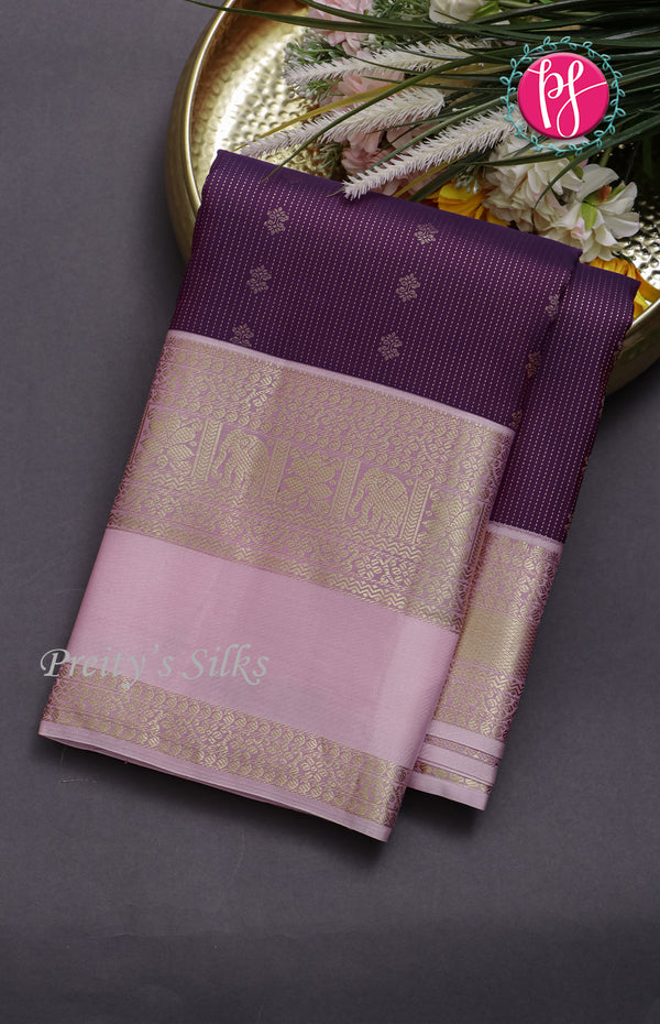 Pure Kanchipuram Silk Saree -Purple And Lightpink-PF63078 – Preity's Silks